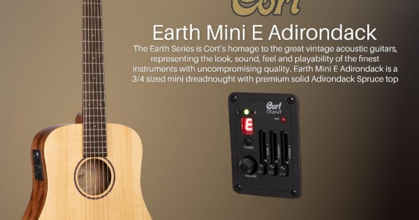 กีตาร์โปร่งไฟฟ้า Cort Earth Mini E Adirondack with Bag